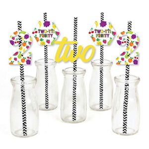 2nd birthday two-tti fruity - paper straw decor - frutti summer second birthday party striped decorative straws - set of 24