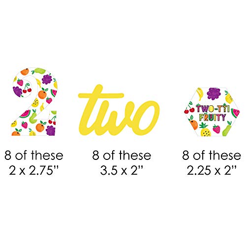 2nd Birthday Two-tti Fruity - Paper Straw Decor - Frutti Summer Second Birthday Party Striped Decorative Straws - Set of 24