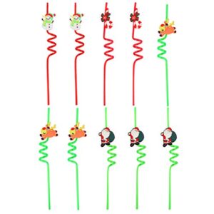 Amosfun 10pcs Silly Crazy Loop Straws Plastic Party Drinking Straws Christmas Party Favors Supplies