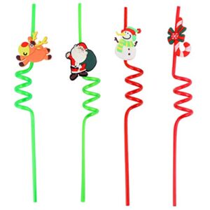 Amosfun 10pcs Silly Crazy Loop Straws Plastic Party Drinking Straws Christmas Party Favors Supplies