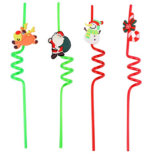 Amosfun 10pcs Silly Crazy Loop Straws Plastic Party Drinking Straws Christmas Party Favors Supplies