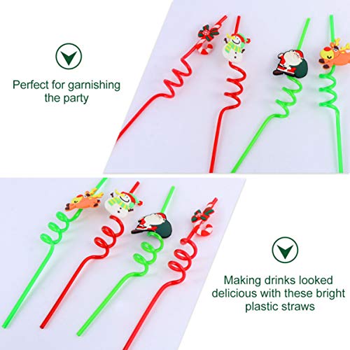 Amosfun 10pcs Silly Crazy Loop Straws Plastic Party Drinking Straws Christmas Party Favors Supplies