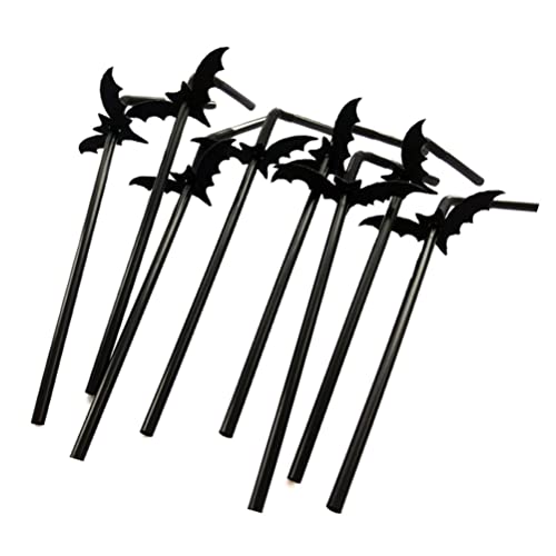 INOOMP 50 Sets Halloween Bat Party Straws Halloween Straws Party Supplies Plastic Straw for Drinking