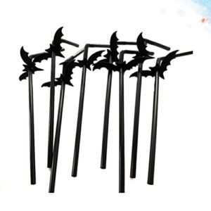 INOOMP 50 Sets Halloween Bat Party Straws Halloween Straws Party Supplies Plastic Straw for Drinking