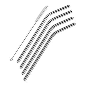 calca 10.5in long stainless steel drinking straws for 30 oz and 20 oz tumblers, reusable long drinking straws set of 4, cleaning brush included - us stock