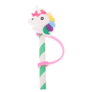 Yardwe 8Pcs Unicorn Straw Lid drinking straw caps lids straw protector cap cartoon straw plug silicone drinking straws themed straw caps silicone straw caps reusable cute cover