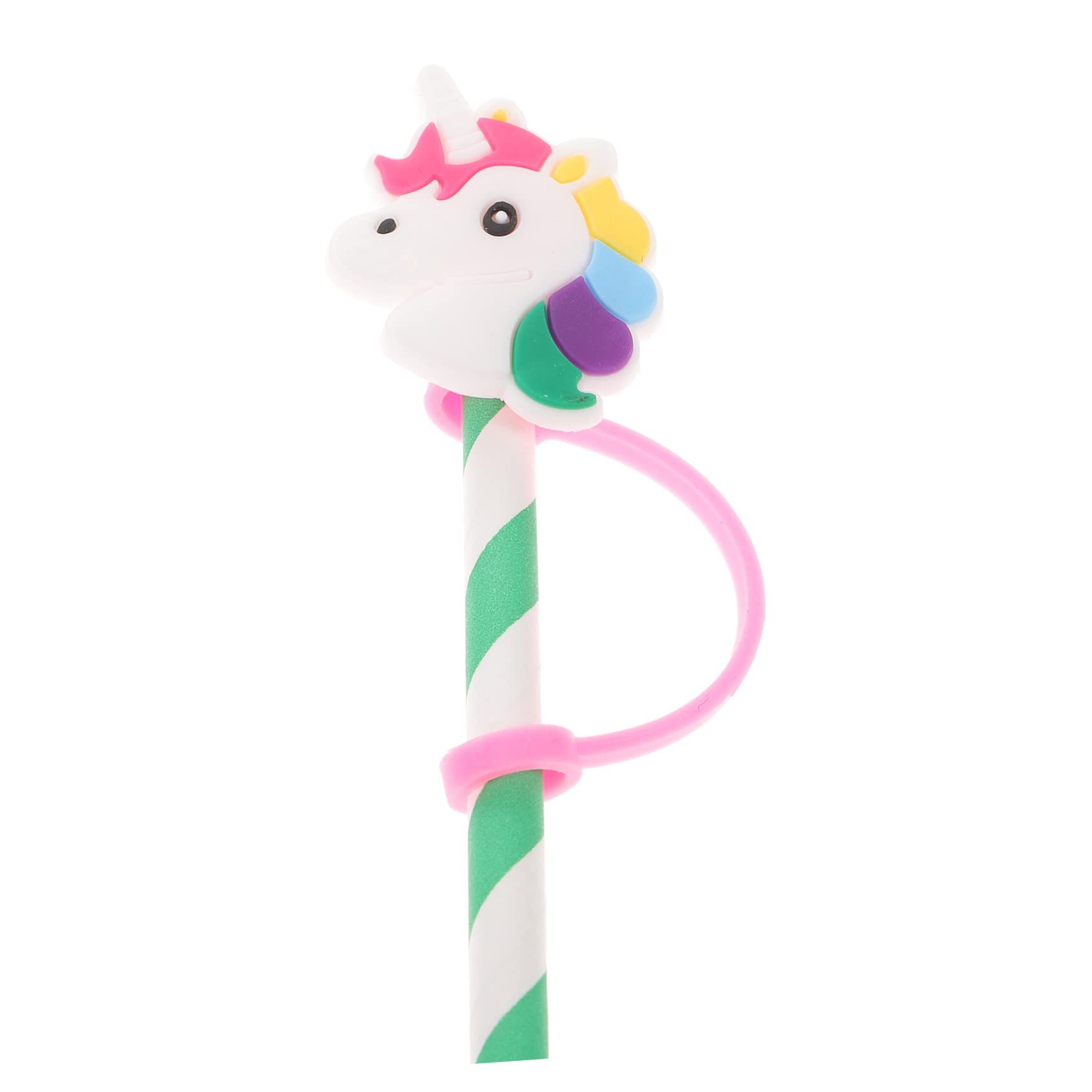 Yardwe 8Pcs Unicorn Straw Lid drinking straw caps lids straw protector cap cartoon straw plug silicone drinking straws themed straw caps silicone straw caps reusable cute cover