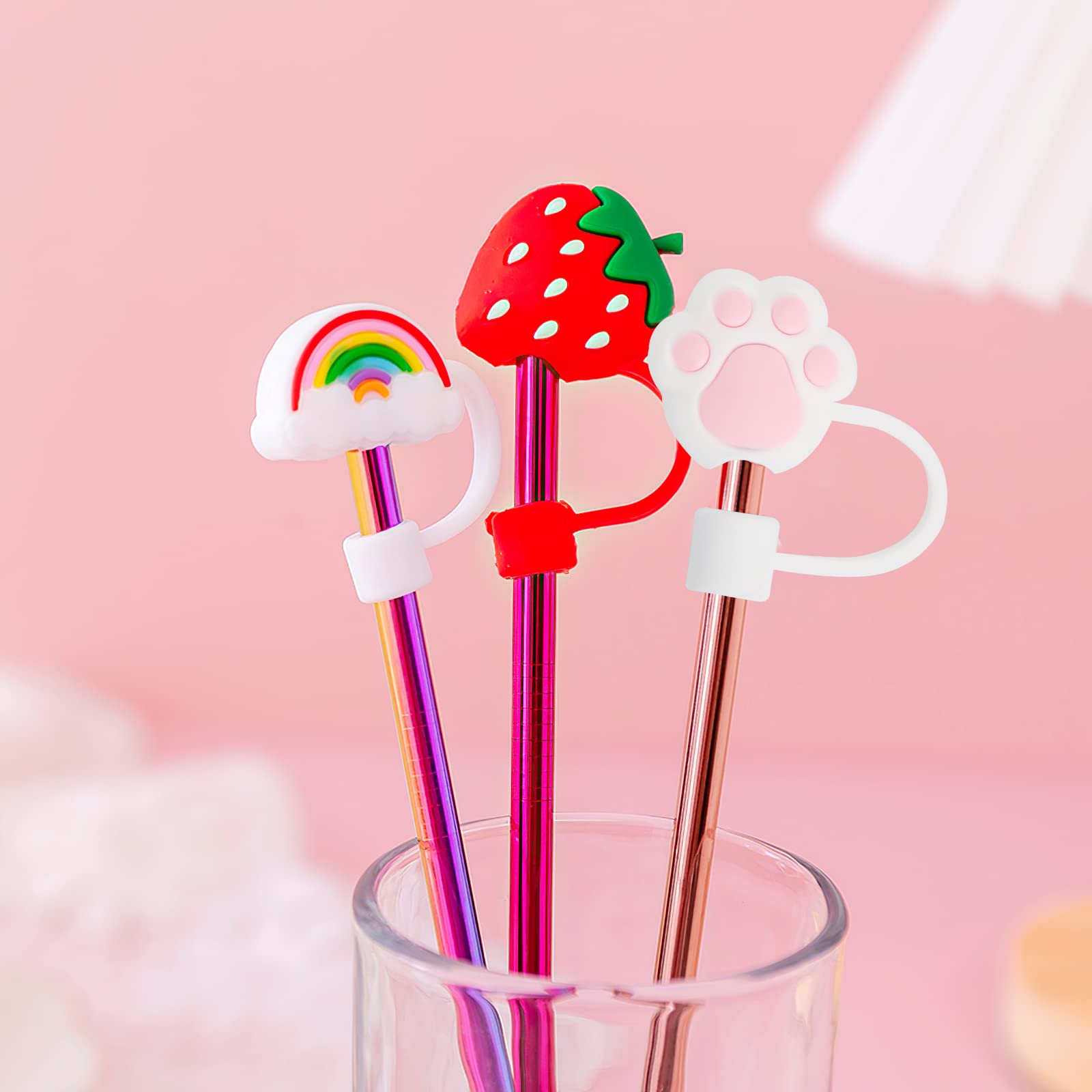 8 PCS Straw Caps Covers, Straw Covers For Reusable Straws, Straw Tip Covers, Drinking Straw Cover, Straw Caps For Reusable Straws, Straw Protector Cover, Silicone Straw Covers Cap, Cloud Straw Cover