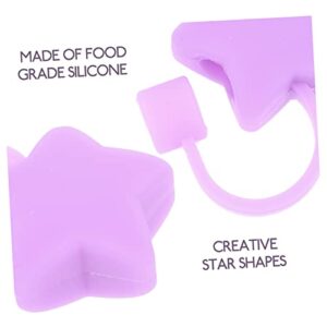 TENDYCOCO 3pcs Soft Rubber Straw Stopper Silicone Straw Tips Cover Straw Covers Cap Rubber Straws Tips Lovely Straws Tip Straw Tips Lid Purple Protective Cover -