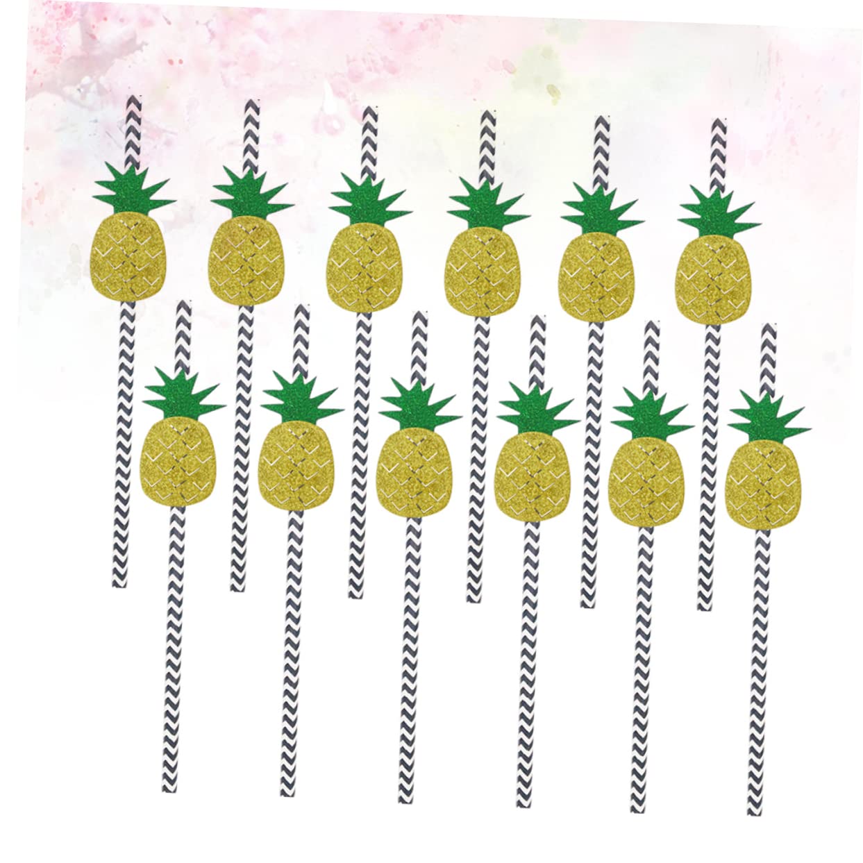 Didiseaon 12 Pcs Paper Straws Juices Birthday Striped Paper Straws Cocktail Drinking Straws Pineapple Straw Strawberry Straw Fruit Drinking Straw Banquet Table Disposable 3d