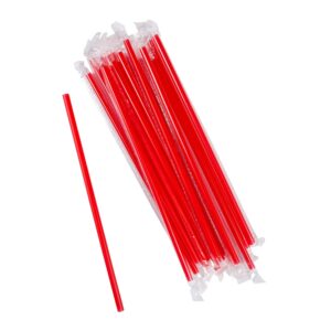 AmerCare 10.25 Inch Giant Red Poly Wrapped Straws, Case of 6000