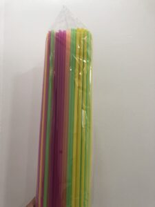 18" (45cm) neon straws, 1/4" (6mm) diameter, extra long straight straws, plastic straws (200 count)