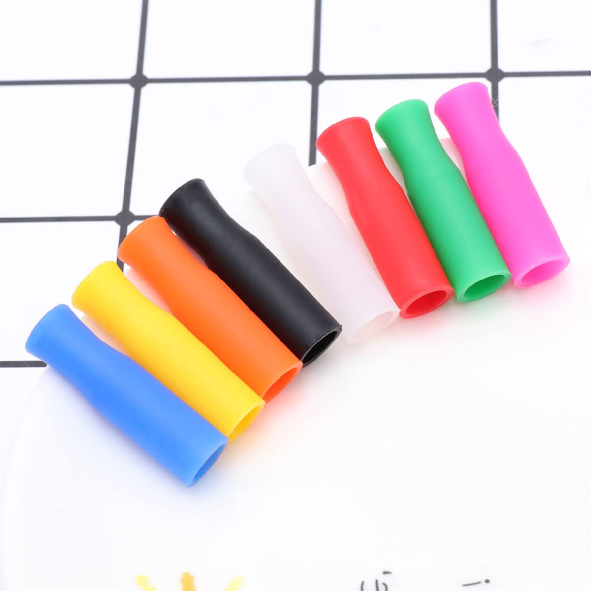 Luxshiny 50pcs Tumbler Straw Stainless Steel Straws Colorful Straws Silicone Drinking Straws Straw Tips Cover Reusable Straws Cover Silicone Straw Tips Straws Covers Straws Tips Straw Cap