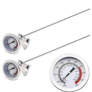 efeng15“ long deep fry thermometer (2 pack) with pot clip, 2" dial instant read turkey/candy/oil thermometer for frying,cooking of tall pots,beef,lamb,meat