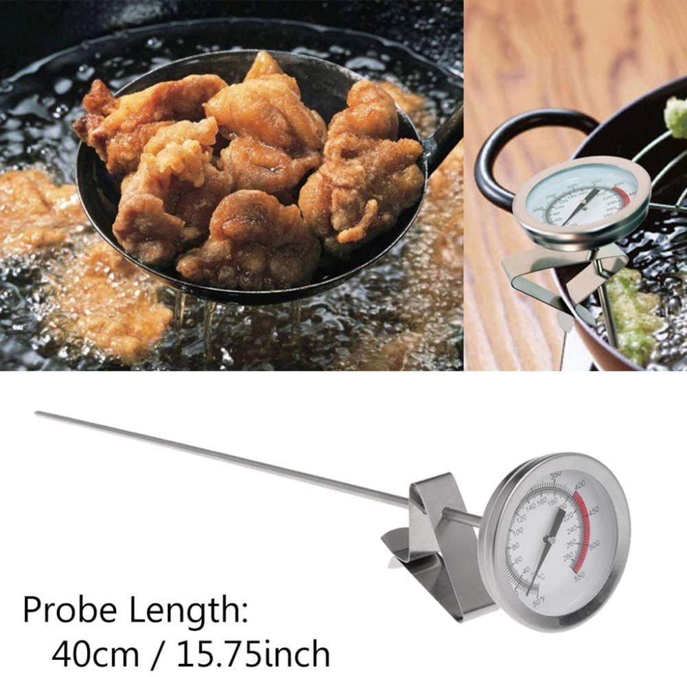 Efeng15“ Long Deep Fry Thermometer (2 Pack) with Pot Clip, 2" Dial Instant Read Turkey/Candy/Oil Thermometer for Frying,Cooking of Tall pots,Beef,Lamb,Meat