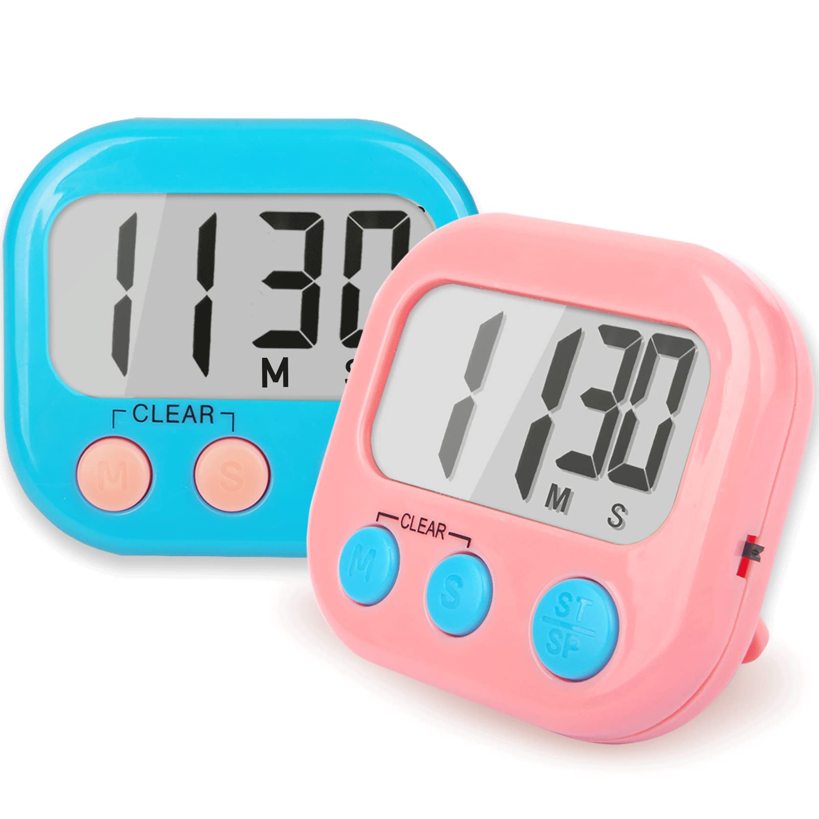 2 Pack Classroom Timers for Teachers Kids Large Magnetic Digital Timer Blue Pink