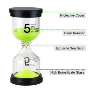 EMDMAK Sand Timer Colorful Hourglass Sandglass Timer 1 min/3 mins/5 mins/10 mins/15 mins/30 mins Sand Clock Timer for Games Classroom Home Office(Pack of 6)