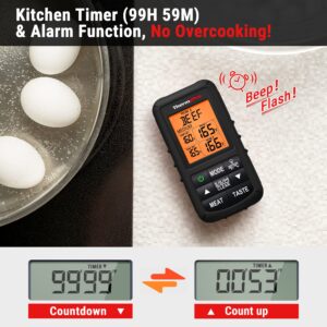 ThermoPro TP20B Black 500FT Wireless Meat Thermometer with Dual Meat Probe, Digital Cooking Food Meat Thermometer Wireless for Smoker BBQ Grill Thermometer, NSF Certified