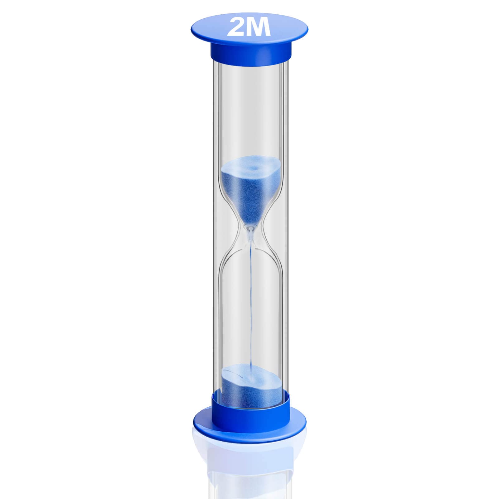 2 Minute Sand Timer for Kids, Unbreakable Acrylic Hourglass Sand Clock, Small Colorful Sand Watch 2 min, Plastic Hour Glass Sandglass for Kids, Games, Classroom, Toothbrush Timer (Blue)