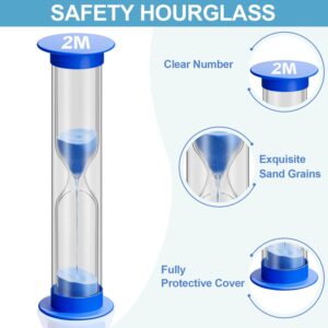 2 Minute Sand Timer for Kids, Unbreakable Acrylic Hourglass Sand Clock, Small Colorful Sand Watch 2 min, Plastic Hour Glass Sandglass for Kids, Games, Classroom, Toothbrush Timer (Blue)