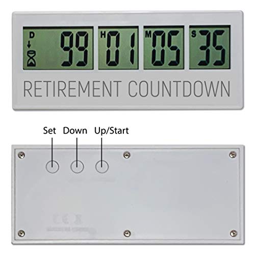 Countables Retirement Countdown Clock - Up to 999 Days LCD Digital Timer - Easy to Set and Read Retirement Countdown Timer - Large Display Timers - Reusable for Wedding, Pregnancy Countdown & More