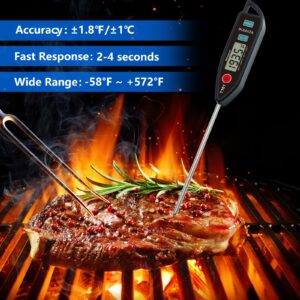 BOMATA Waterproof IPX7 Thermometer for Water, Liquid, Candle and Cooking. Instant Read Food Thermometer with Long Probe for Cooking, Meat, BBQ! T101 (Black Color)…