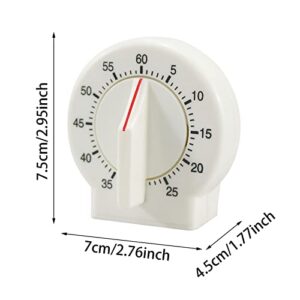 Kitchen Timer, 60 Minutes Mechanical Timer Clock,Kitchen Cooking Timer Clock with Bell Alarm Clock,No Battery Needed, Easy to Read Operate (White)