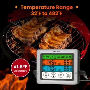 SMARTRO ST54 Dual Probe Digital Meat Thermometer for Cooking Food Kitchen Oven BBQ Grill with Timer Mode and Commercial-Grade Probes