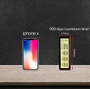 Digital 999 Days Countdown Timer Display time for Retirement Vacation Exam Wedding lab Kitchen Project Meeting(2C Batteries Included)/Black