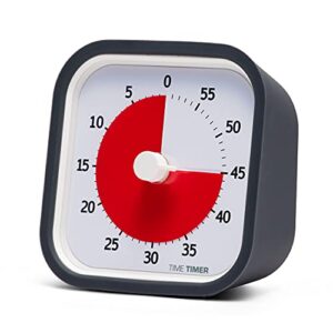 time timer mod (charcoal), a visual countdown 60 minute timer for classrooms, meetings, kids and adults office and homeschooling tool with silent operation and interchangeable silicone cover