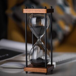 large hourglass timer 60 minute, decorative wooden sandglass, black