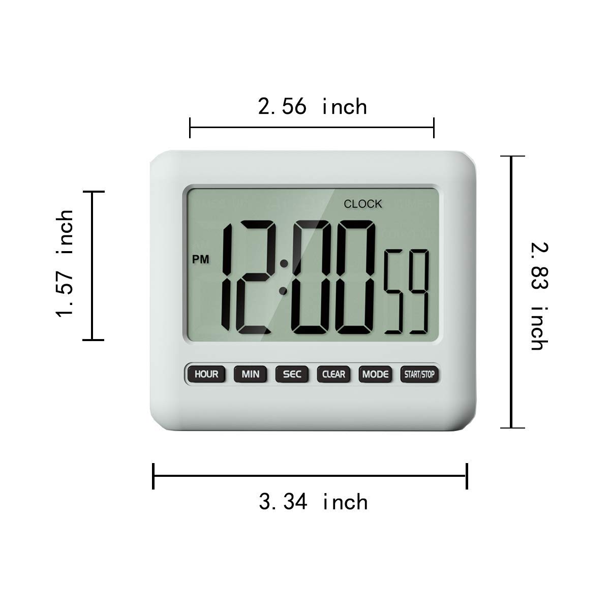 F.G. MINGSHA Magnetic Digital Clock 12/24 Hours Kitchen Timers with Alarm, Big Screen Loud Alarm & Strong Magnet, Count-Up & Count Down for Kitchen Baking Sports Games Office Study (Black)