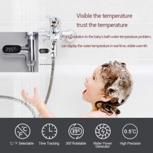 KAMEISHI Shower Thermometer Second Generation Led Digital Display Baby Bath Water Fahrenheit Celsius Thermometer 360°Rotating Screen for Home Bathroom Kitchen k2