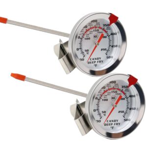 Candy Thermometer Deep Fryer Oil Thermometer (2 Pack with Clip & 8“ Probe - Best Cooking Thermometer for Cooking Tall pots,Candle Making, Candy Making,Deep Frying