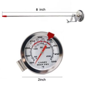 Candy Thermometer Deep Fryer Oil Thermometer (2 Pack with Clip & 8“ Probe - Best Cooking Thermometer for Cooking Tall pots,Candle Making, Candy Making,Deep Frying