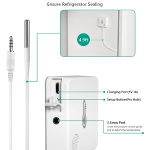 MOCREO ST5 Wireless Thermometer Freezer Alarm, Required Hub (Not Include), Email Alert, App Notification, Data Logging Export, No Subscription Fee, for Refrigerator, Freezer, Hot Tub