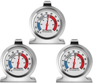 3-pack refrigerator thermometer, large dial freezer thermometer,classic series temperature thermometer for refrigerator freezer fridge cooler