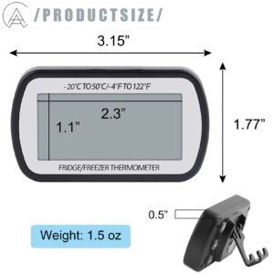 AEVETE Refrigerator Thermometer Digital Fridge Freezer Thermometer with Magnetic Back Large LCD, No Frills Easy to Read (Black-2 Pack)