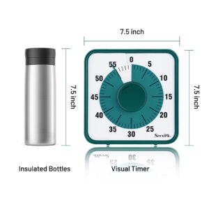 Secura Home 60-Minute Visual Timer, 7.5 Inch Oversize Countdown Timer Clock for Kids and Adults, Durable Mechanical Time Management Tool with Magnetic Backing （Dark Green）