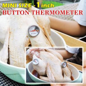 KT THERMO Steak Button Thermometer, Poultry Meat Thermometer, Instant Read Food Stainless Steel Dial Thermometers, Grill Mates Barbecue BBQ Tools, Grilling and Baking Steak Thermometers, Set of 4