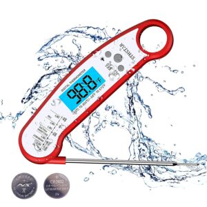 STHSTAR Waterproof Digital Meat Thermometer, Instant Read Food Thermometer for Cooking Grilling Baking BBQ Oil Milk Bath Water Deep Fry (Red)