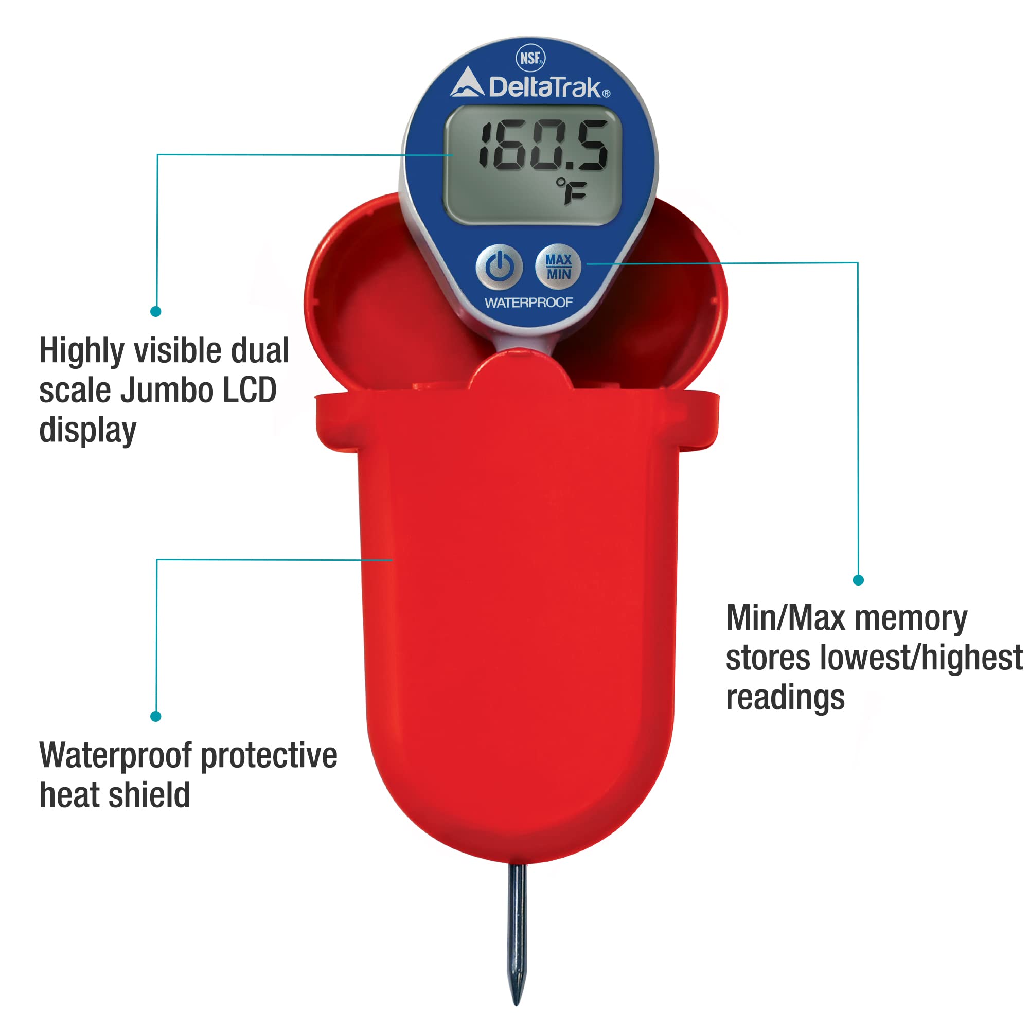 DeltaTrak 12214 Waterproof Dishwasher Thermometer Kit w/Auto-Cal