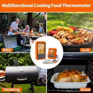 Wireless Meat Thermometer with 4 Meat Probes Remote Cooking Food Thermometer with Alarm Calibration & Timer 500FT Digital Cordless Thermometer for Kitchen Outdoor BBQ Smoker Oven Grill Fryer Beef