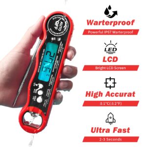 Meat Thermometer Instant Read Digital Kitchen Thermometer BBQ Thermometer with 3s Instant Reading, IPX7 Waterproof and LCD Display