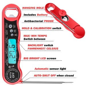 Meat Thermometer Instant Read Digital Kitchen Thermometer BBQ Thermometer with 3s Instant Reading, IPX7 Waterproof and LCD Display