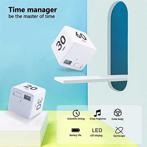 NIANWUDU Cube Timer, Kitchen Timer for Time Management and Countdown Settings 15-20-30-60 Minutes