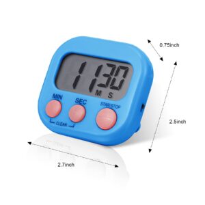 6 Pieces Digital Kitchen Timer Magnetic Countdown Timer Kitchen Loud Alarm Stopwatch Large Digits Timer Clock for Cooking Baking Boiling Egg Sports Games Office Classroom Kids Teacher Study Exercise