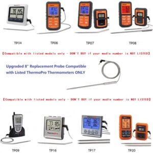 eBasics Meat Thermometer Probe Replacement Temperature Probe Compatible with Thermopro TP20, TP17, TP16, TP10,TP09, TP08, TP-08S, TP-07, TP06S, TP04, TP25, TP27, TP28, TP829, TP930