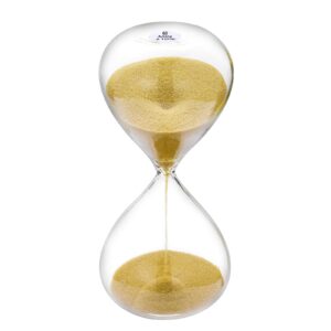 suliao hourglass 60 minute sand timer: 5.1 inch gold sand clock, large sand watch 60 min, unique 1 hour glass sandglass for kids, games, classroom, home, desk, office decorative