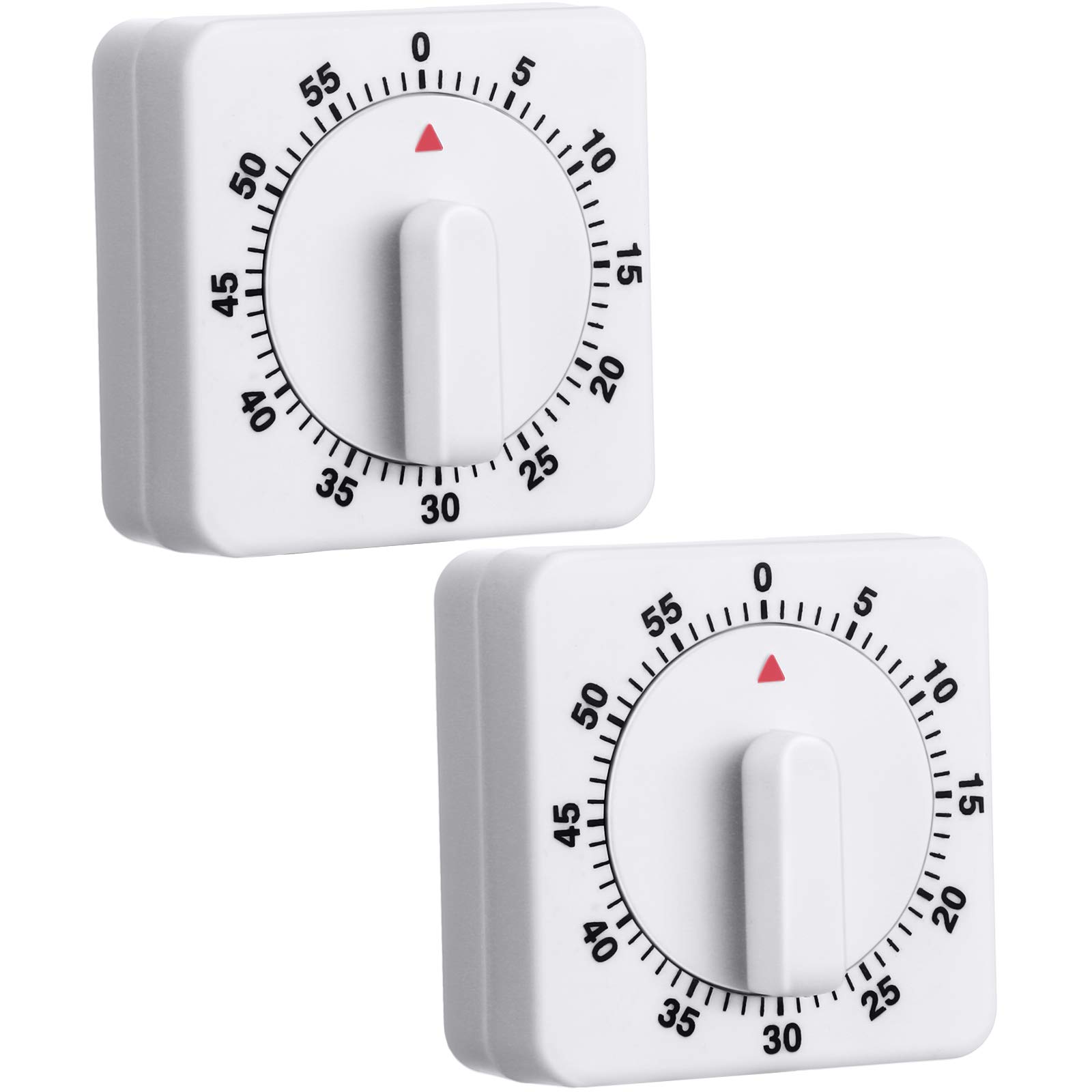 2 Pieces 60 Minute Kitchen Timer 1 Hour Visual Kitchen Clock Timer Mini Countdown Timer Loud Voice, Mechanical Timer for Kitchen, Homework, Exercise